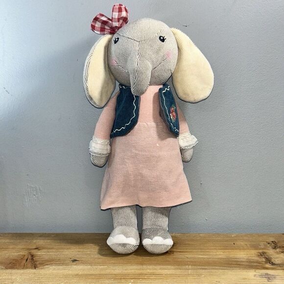 Dresses | Metoo Elephant Corduroy Girl Doll Plush Toy Pink Dress Bow 12 ...